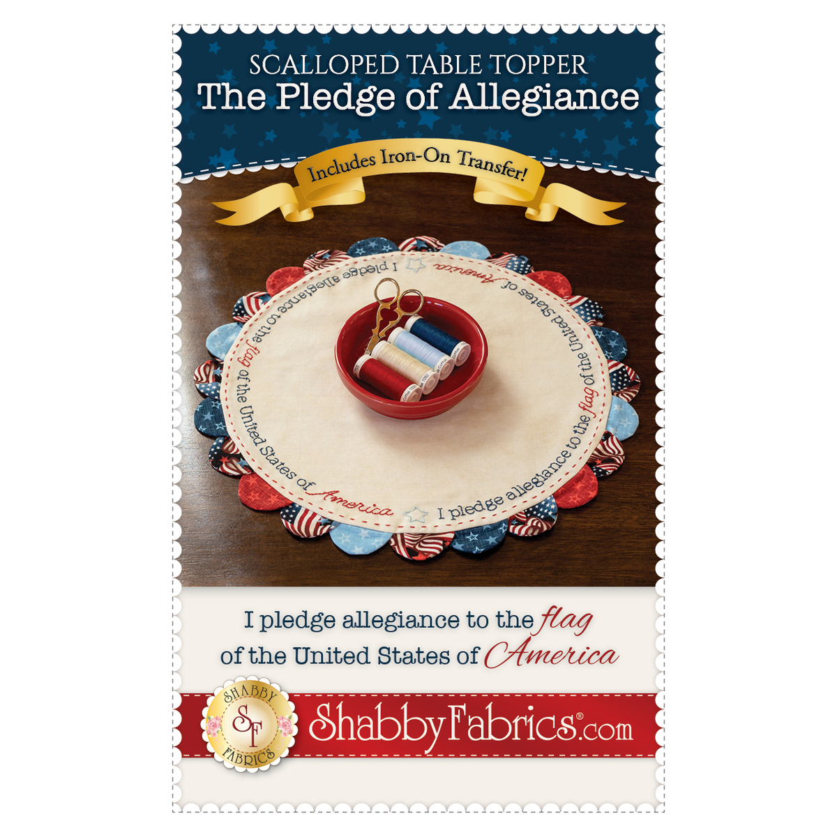 Scalloped Table Topper - The Pledge of Allegiance - Pattern & Iron On ...