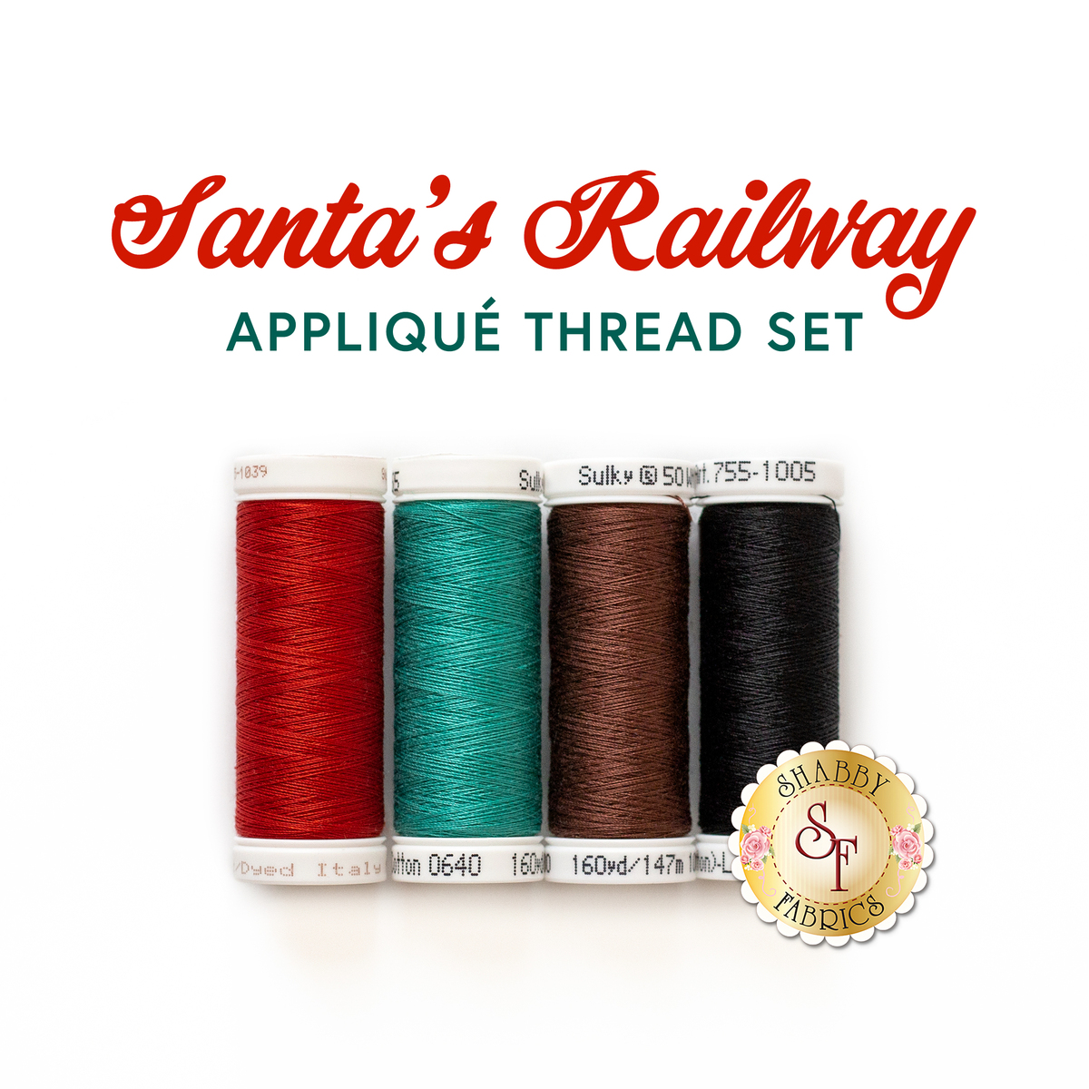 Santa's Railway Thread Set - 4pc Appliqué Thread Set | Shabby Fabrics