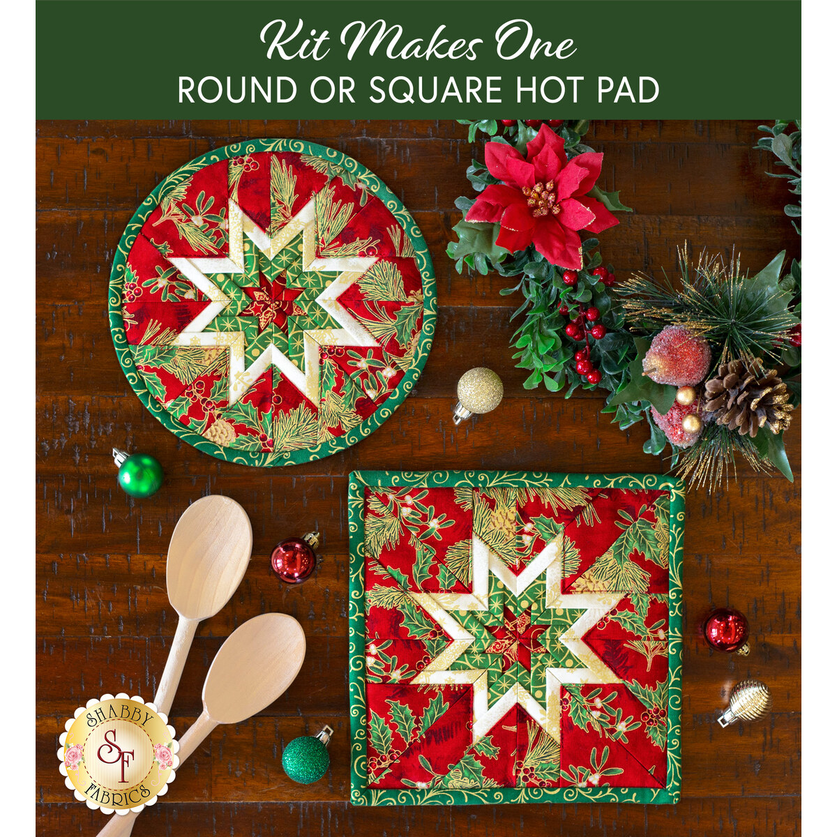 Folded Star Hot Pad Kit - Holiday Flourish 15 - Round OR Square ...