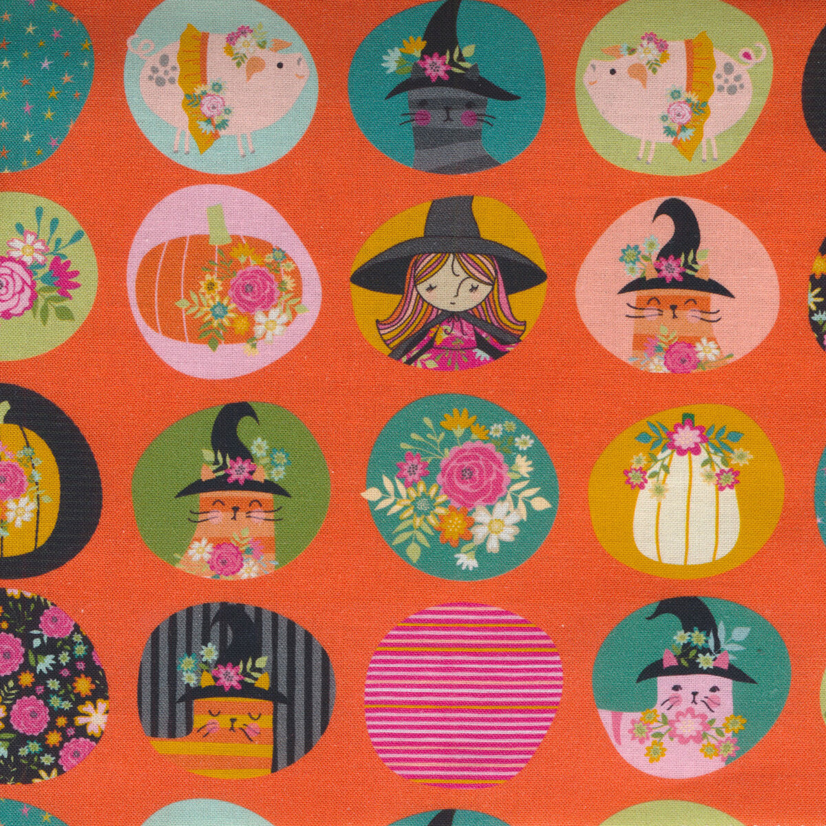 Kitty Loves Candy Kc23908 Orange By Poppie Cotton Shabby Fabrics