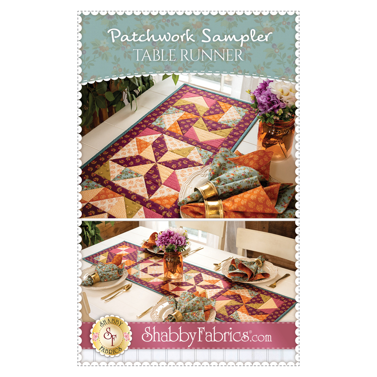 Patchwork Sampler Table Runner Pattern - PDF Download | Shabby Fabrics
