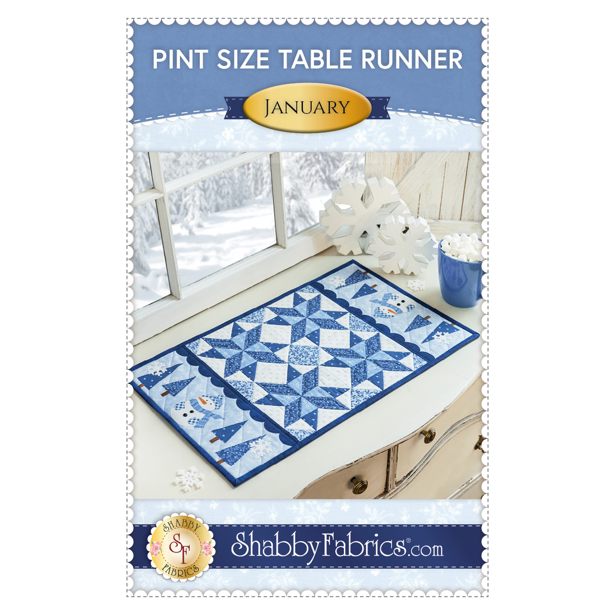 Pint Size Table Runner Series - January Pattern | Shabby Fabrics