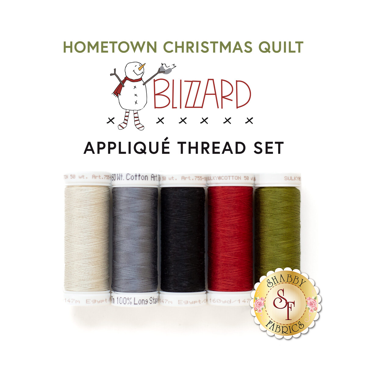 Hometown Christmas Quilt - 5pc Appliqué Thread Set | Shabby Fabrics