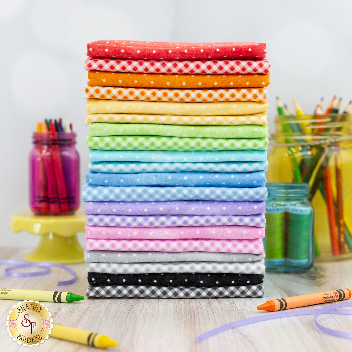 Playtime Flannel 20 FQ Set - Dots and Checks by Maywood Studio | Shabby Fabrics