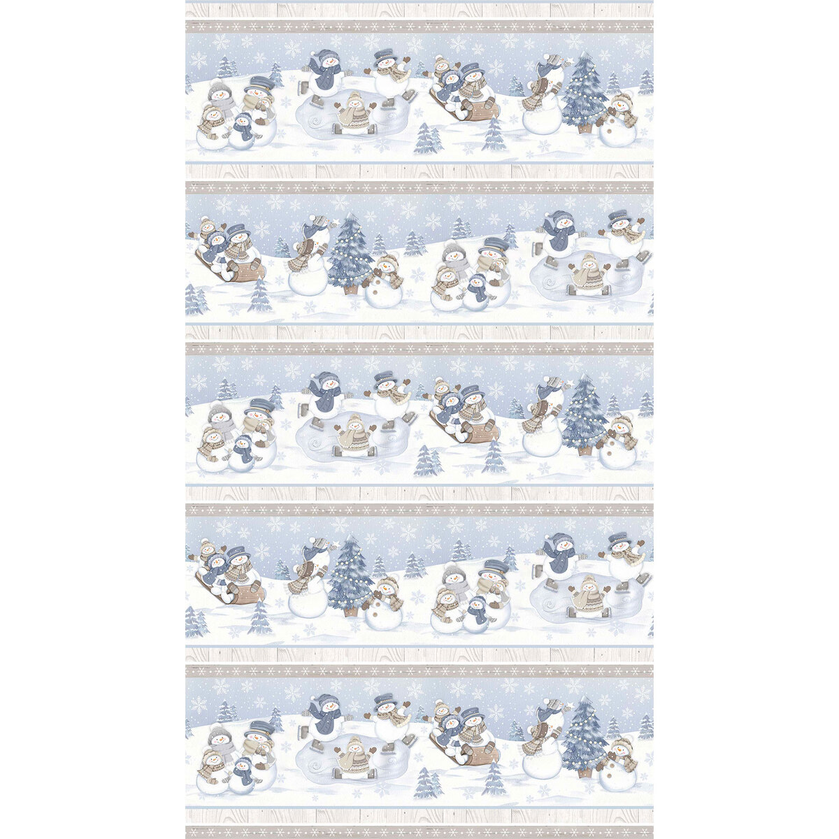 Snow Much Fun Flannel F26986-42 Snowmen Border Stripe by Deborah ...