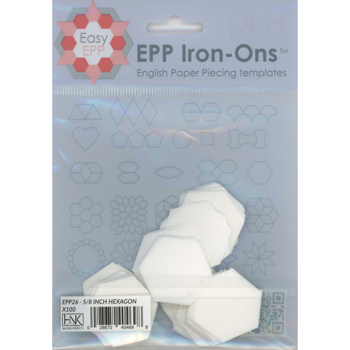 Easy EPP Iron-Ons - Hexagon 5/8" - 100ct | Shabby Fabrics