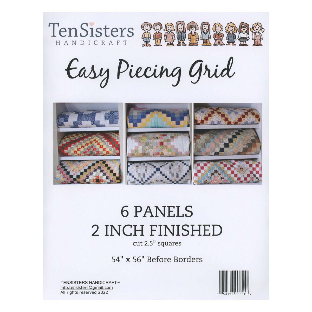 Easy Piecing Grid Panels - 2" - 6 Panels by TenSisters | Shabby Fabrics