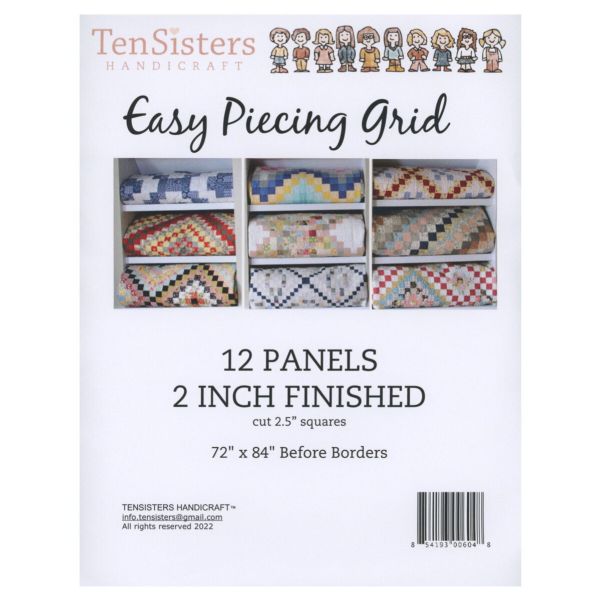 Easy Piecing Grid Panels - 2" - 12 Panels by TenSisters | Shabby Fabrics