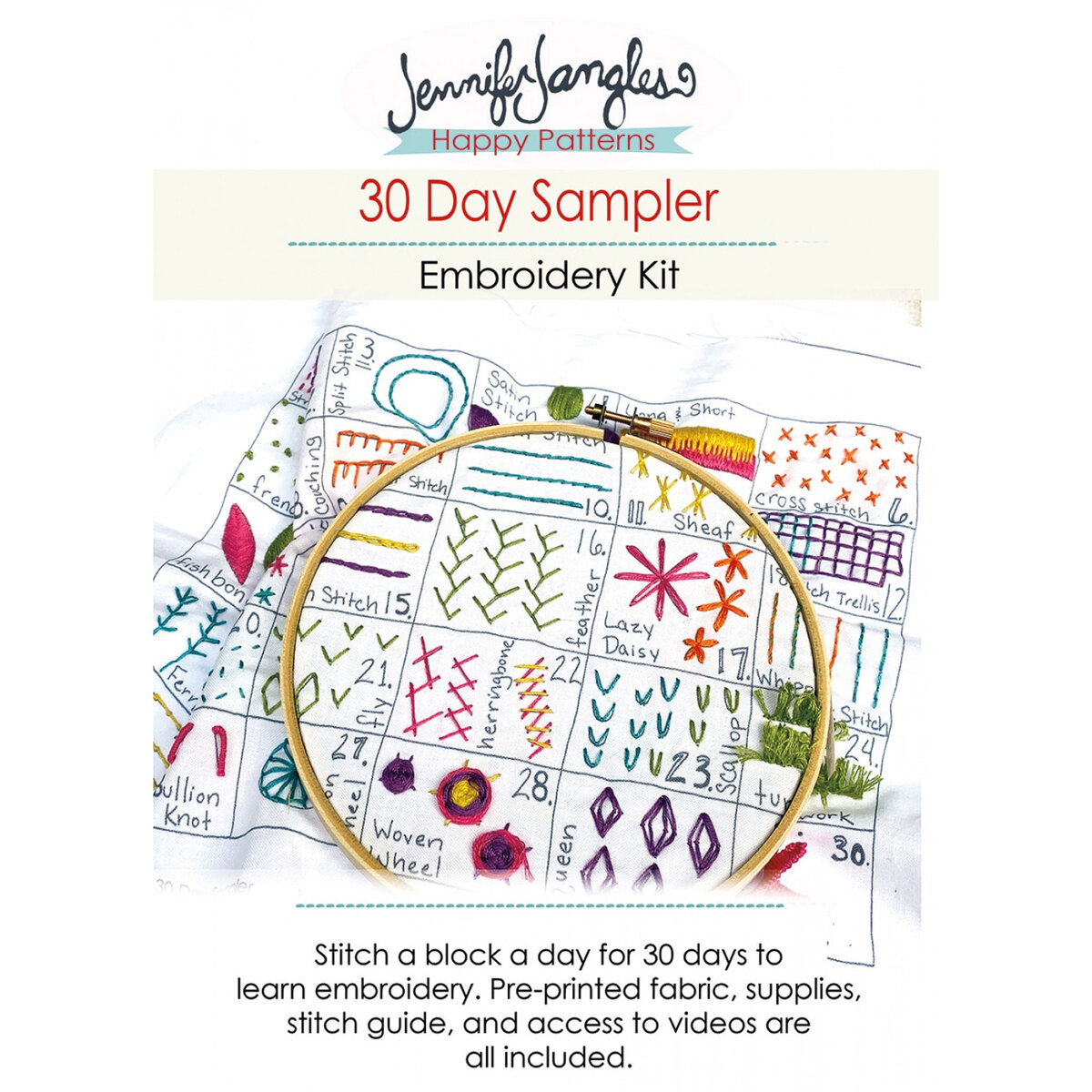 30 Day Sampler Embroidery Kit - Class Volume 1 | Shabby Fabrics
