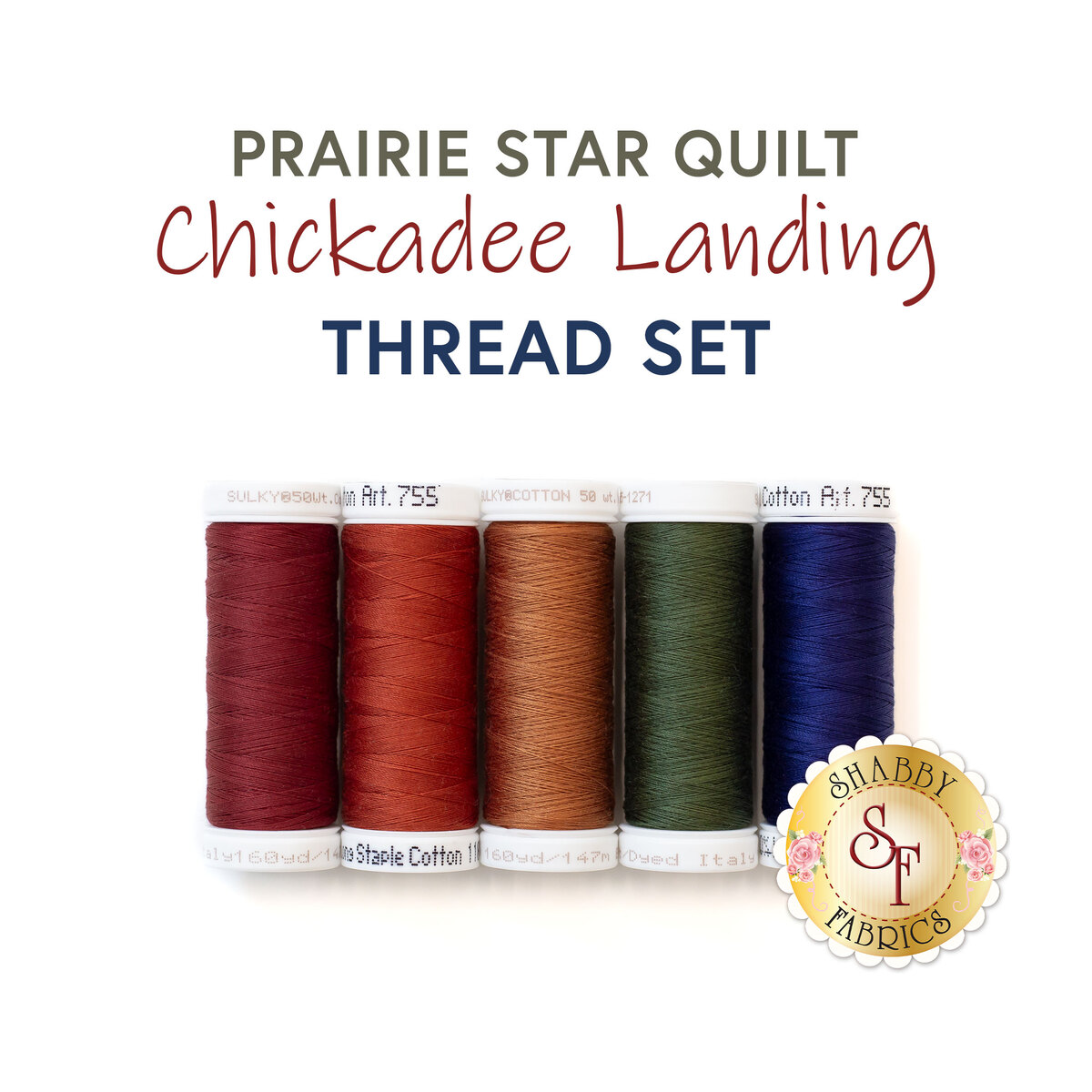 Prairie Star Quilt - 5pc Appliqué Thread Set | Shabby Fabrics
