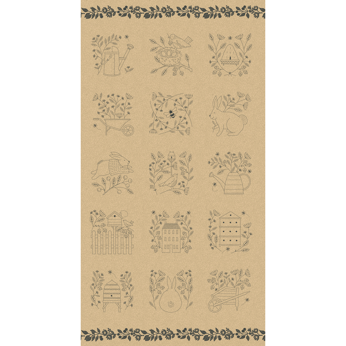 Bloom & Grow 7055-12 Tan Panel by Kathy Schmitz for Moda Fabrics ...