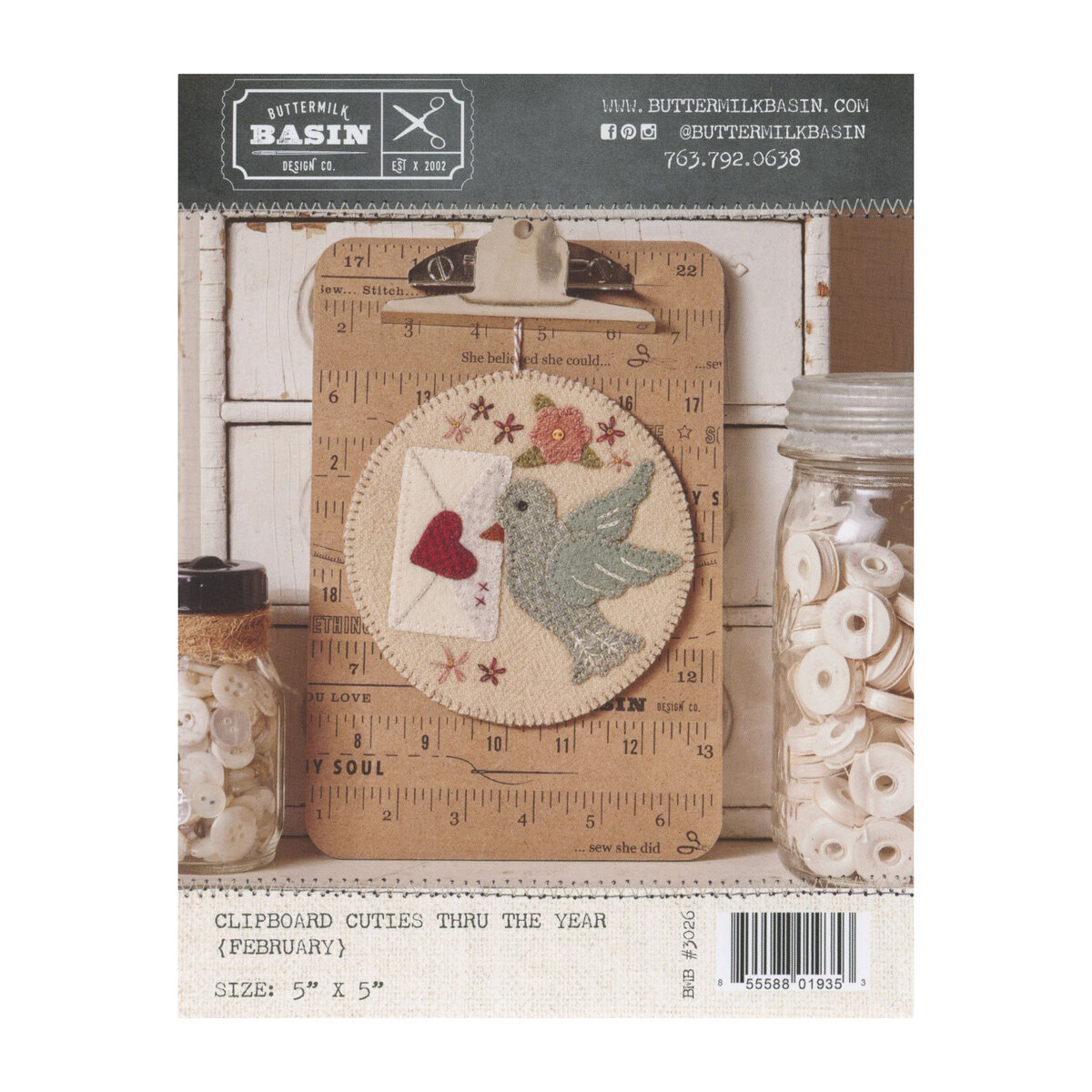 Clipboard Cuties Thru the Year - February Pattern | Shabby Fabrics