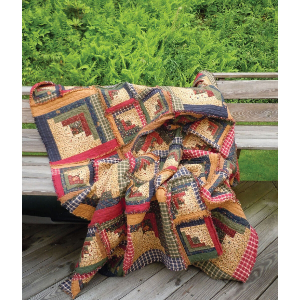 Country Log Cabin Rag Quilt Pattern | Shabby Fabrics