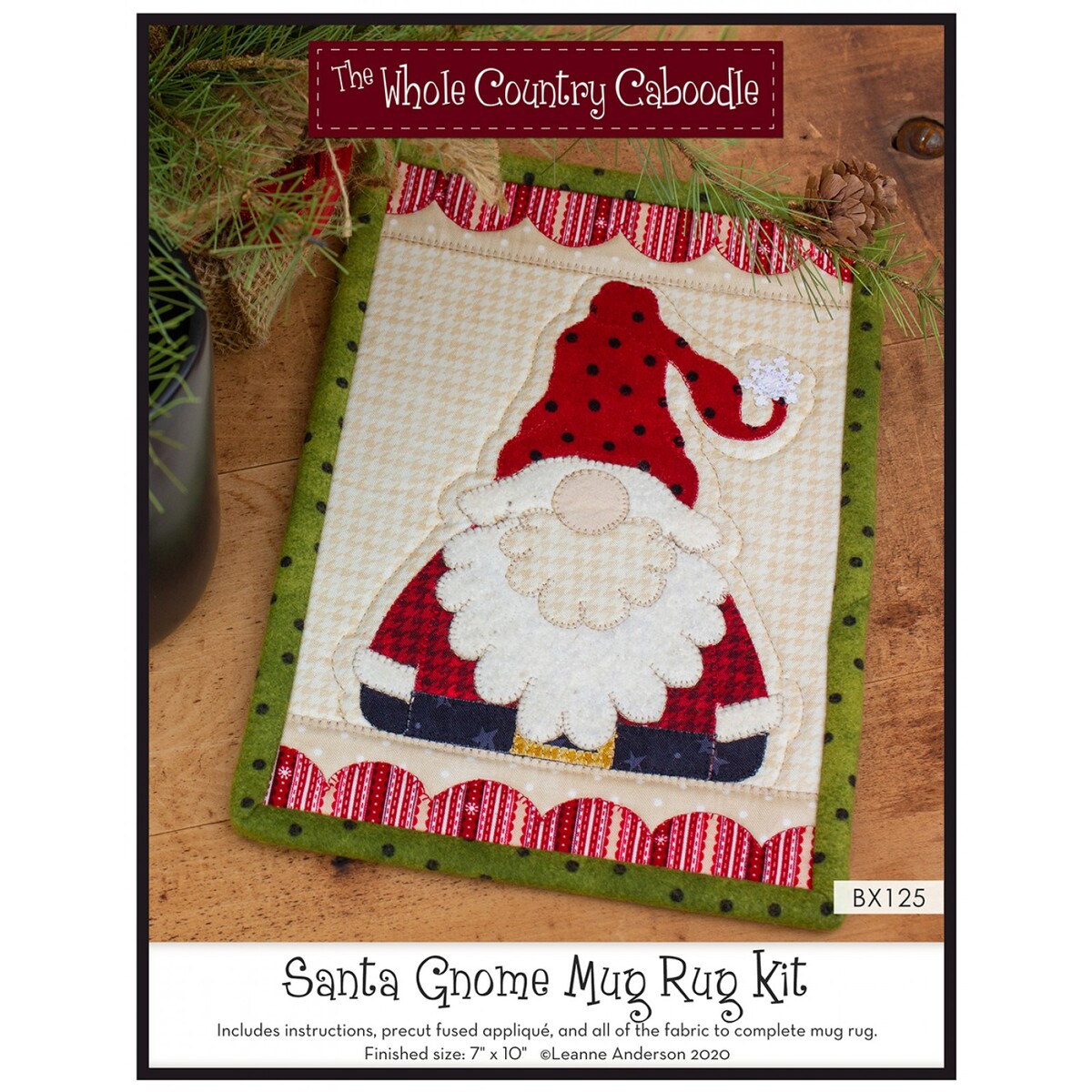 Santa Gnome Mug Rug Kit by The Whole Country Caboodle | Shabby Fabrics