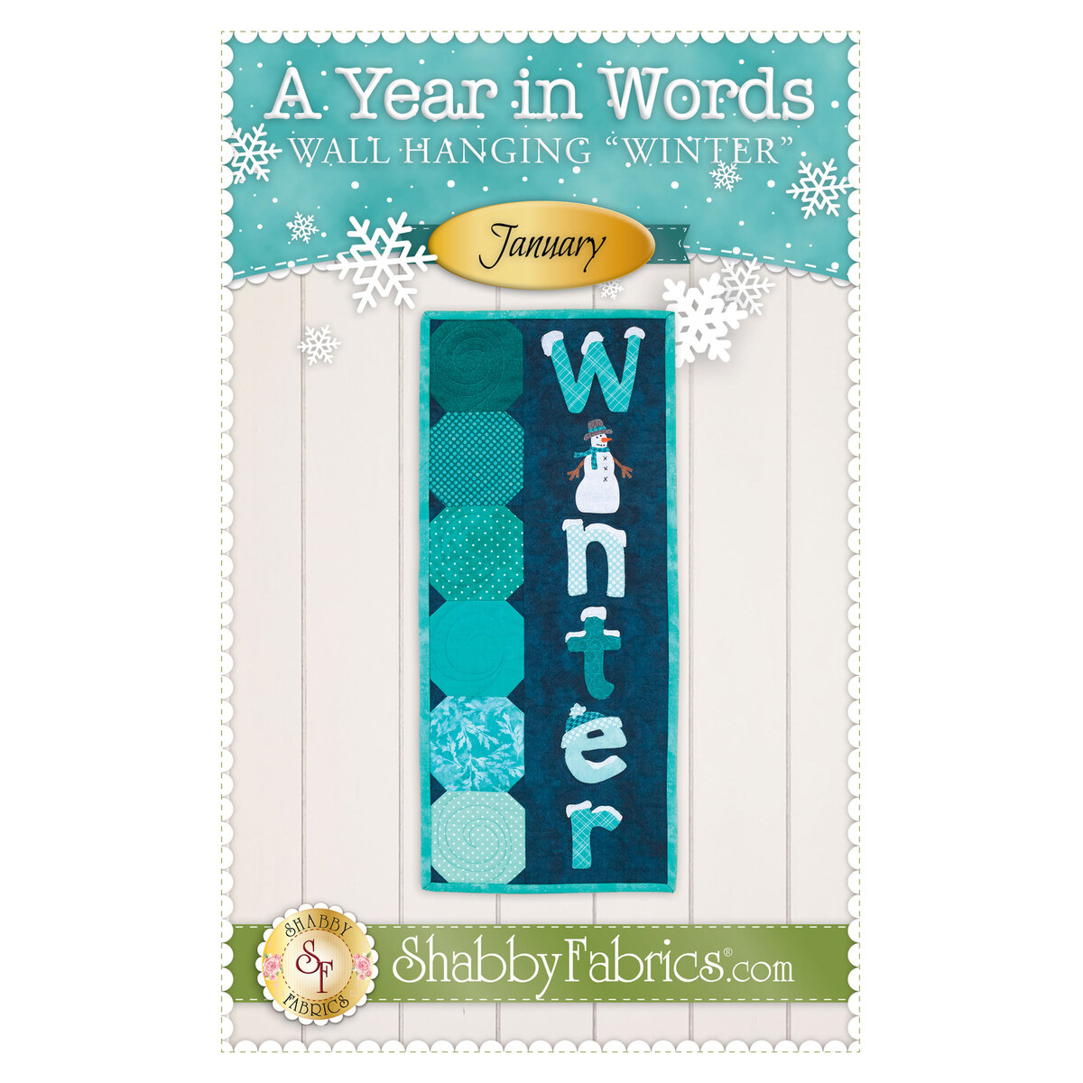 A Year in Words Wall Hangings - Winter - January - Pattern | Shabby Fabrics