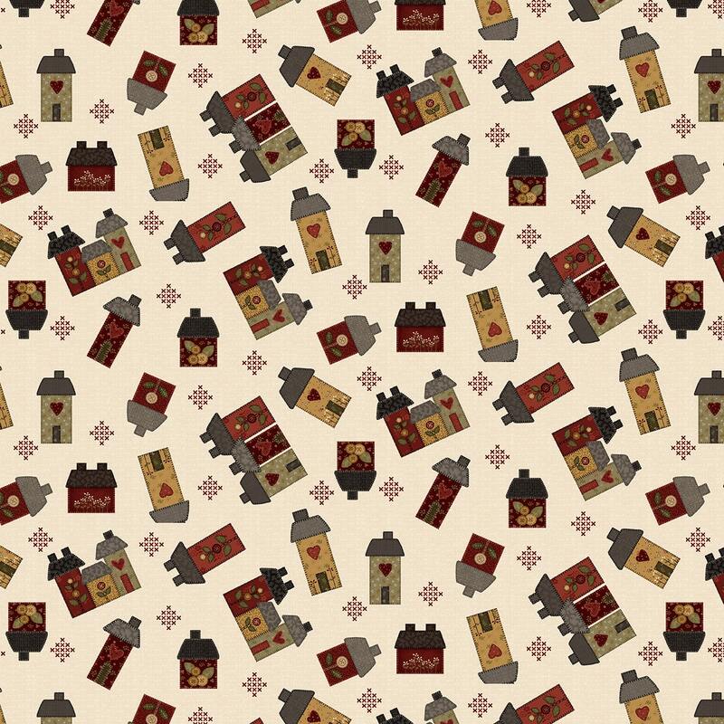 Home Sweet Home 3170-33 Cream by Debbie Busby for Henry Glass Fabrics ...